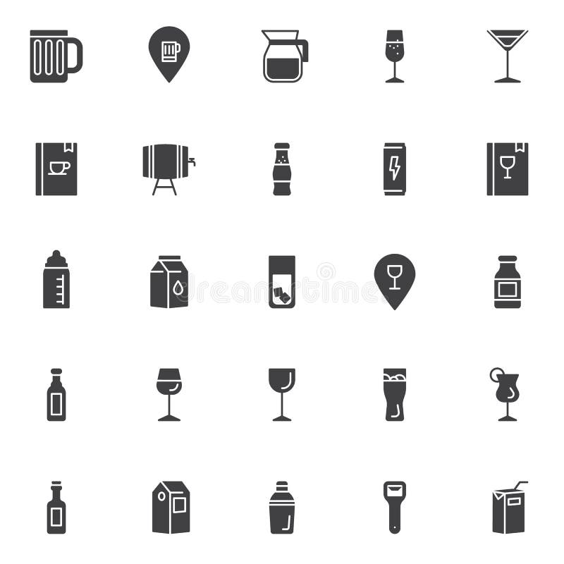 Drinks and Beverages Icon Set Stock Vector - Illustration of elements ...