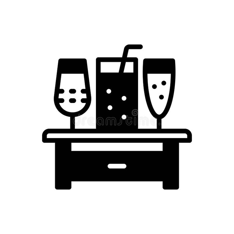 Black Solid Icon for Drinks, Beverage and Refreshment Stock Vector ...
