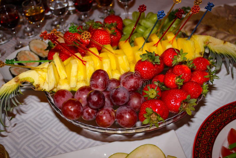 Drinks and Meals on the Buffet Table Stock Image - Image of abundance ...