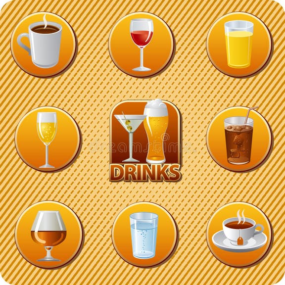 Drinks menu icon set stock illustration. Illustration of food - 32500887