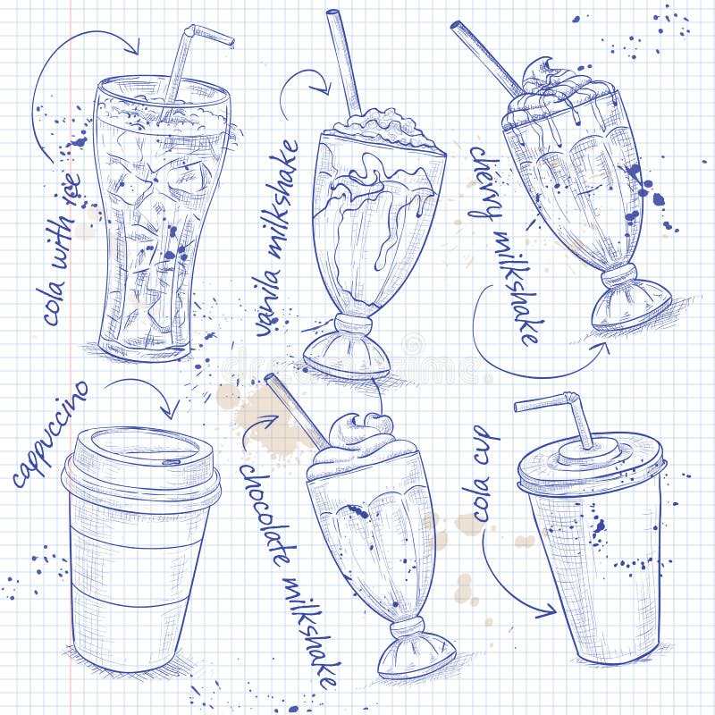 Drinks Menu on a Notebook Page Stock Vector - Illustration of menu ...