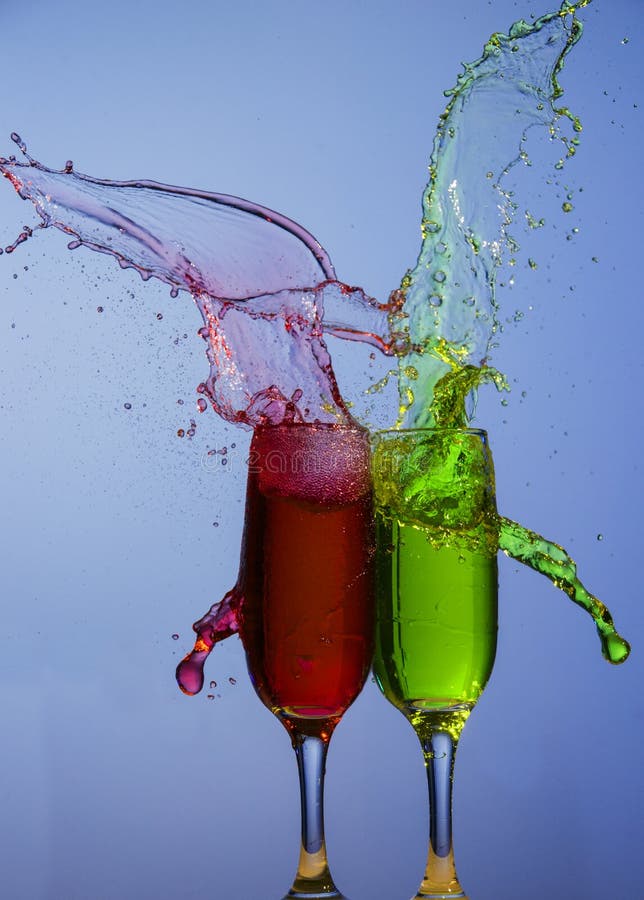 Drinks with Splashing Citrus Fruits Stock Image - Image of close ...