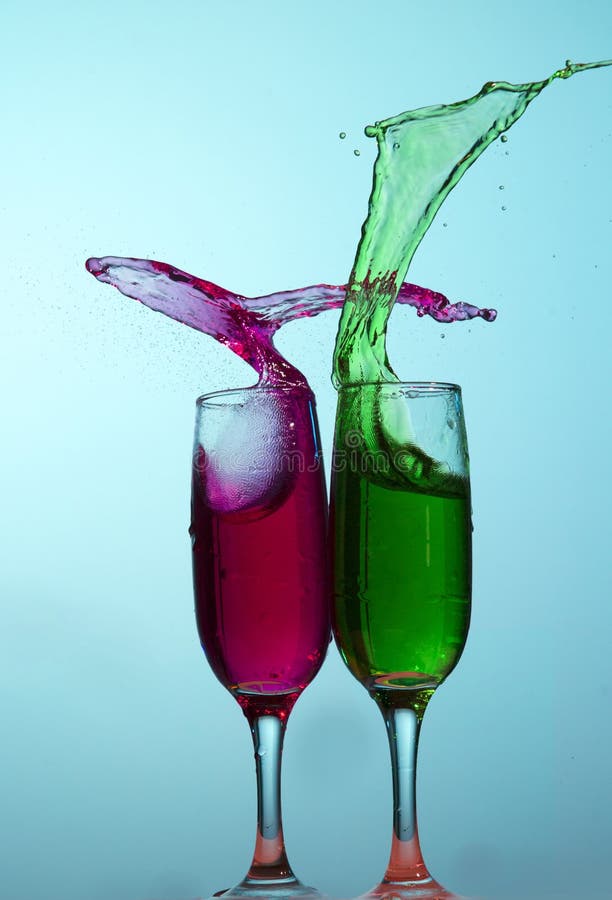 Drinks with Splashing Citrus Fruits Stock Image - Image of close ...