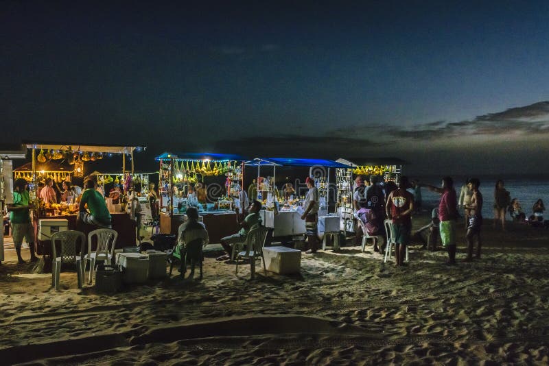 Drinks Stands at Beach at Night Jericoacoara Brazil Editorial ...