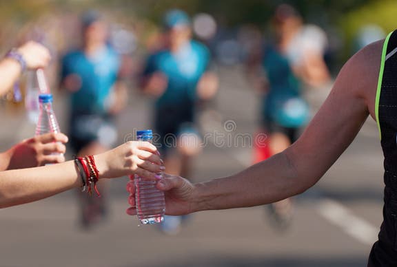 Drinks Station at a Running Marathon Stock Photo - Image of people ...