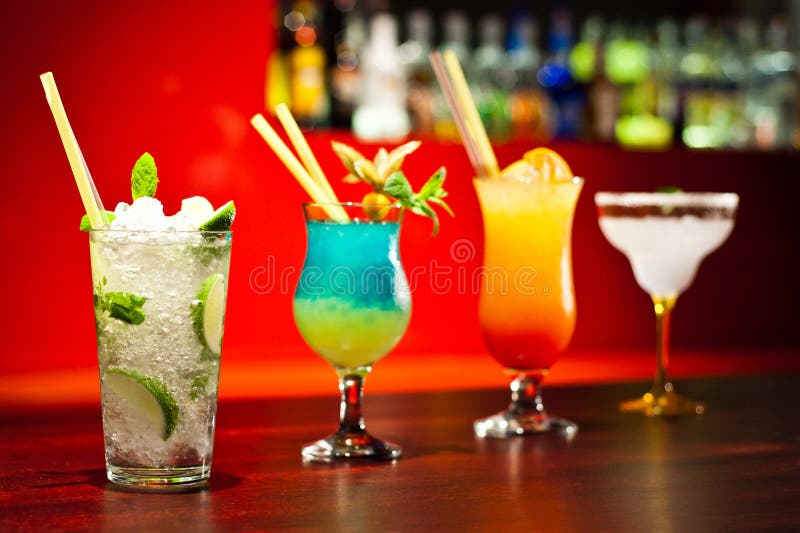 Drinks on Table in Bar Tequila Whisky Stock Image - Image of drinks ...