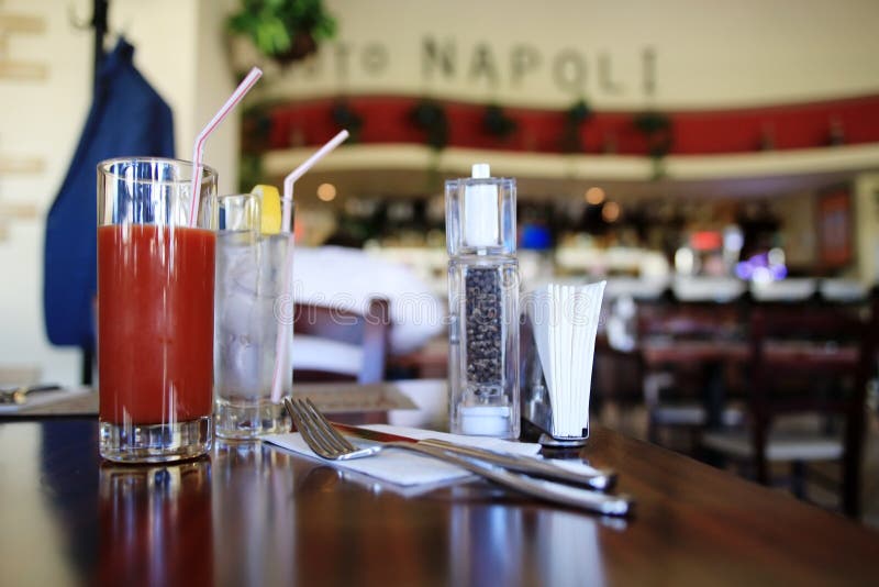 Drinks on the Table in Cafe Stock Image - Image of garlic, blur: 61677015