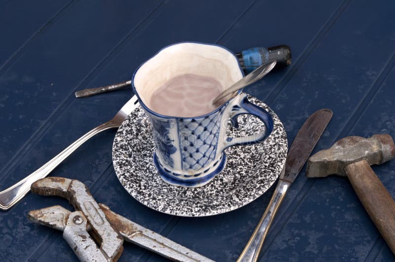 Drinks and Tools stock image. Image of table, fork, concept - 61043687