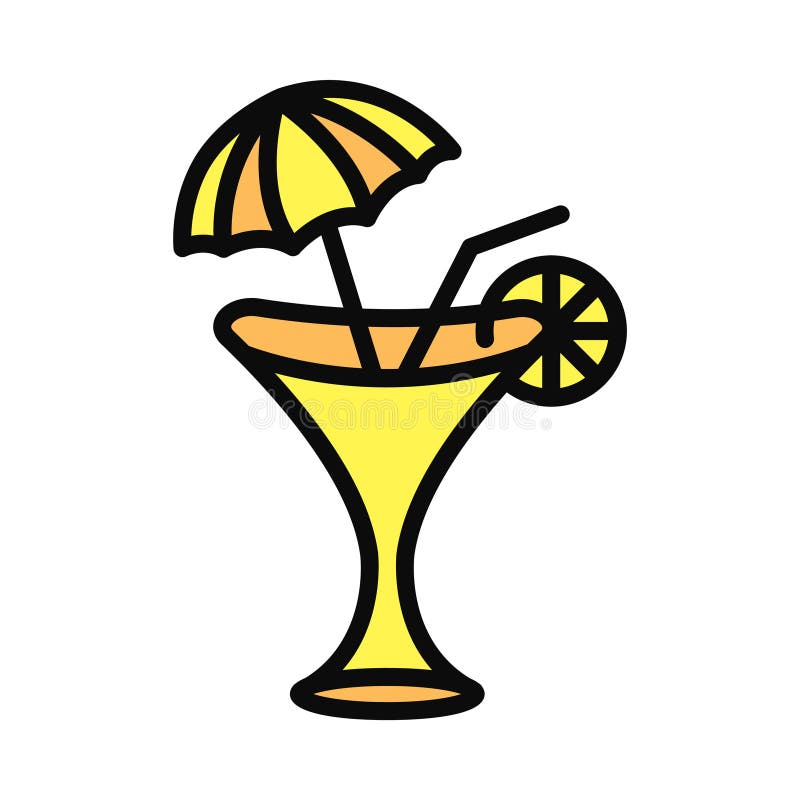 Drinks, Umbrella, Lemon, Summer, Pool Drinks Icon Stock Vector ...