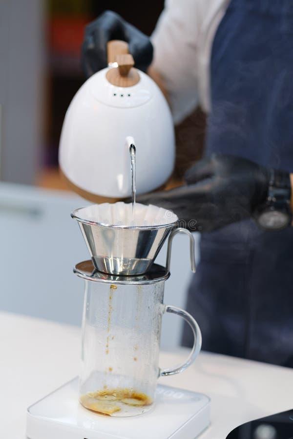 Drip Brew Coffee on the White Table Stock Image - Image of glass, white ...