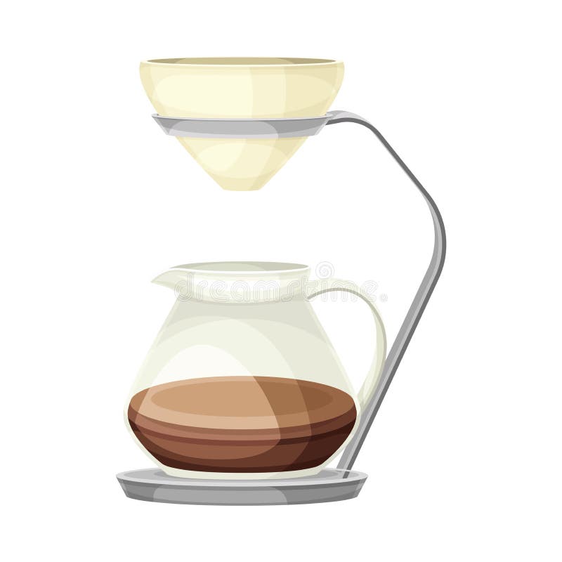 Drip Coffee Brewing with Glass Container and Filter Seeping Water ...
