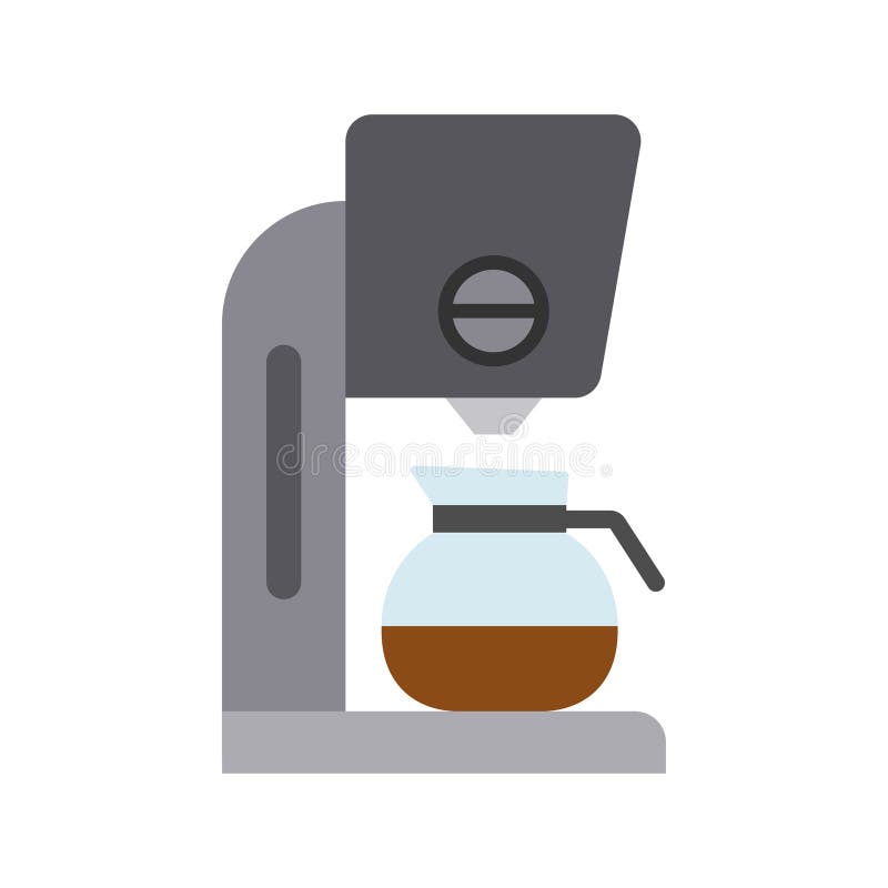 Drip Coffee Maker Icon. Office Coffee Machine in Flat Style Stock Vector - Illustration of latte ...