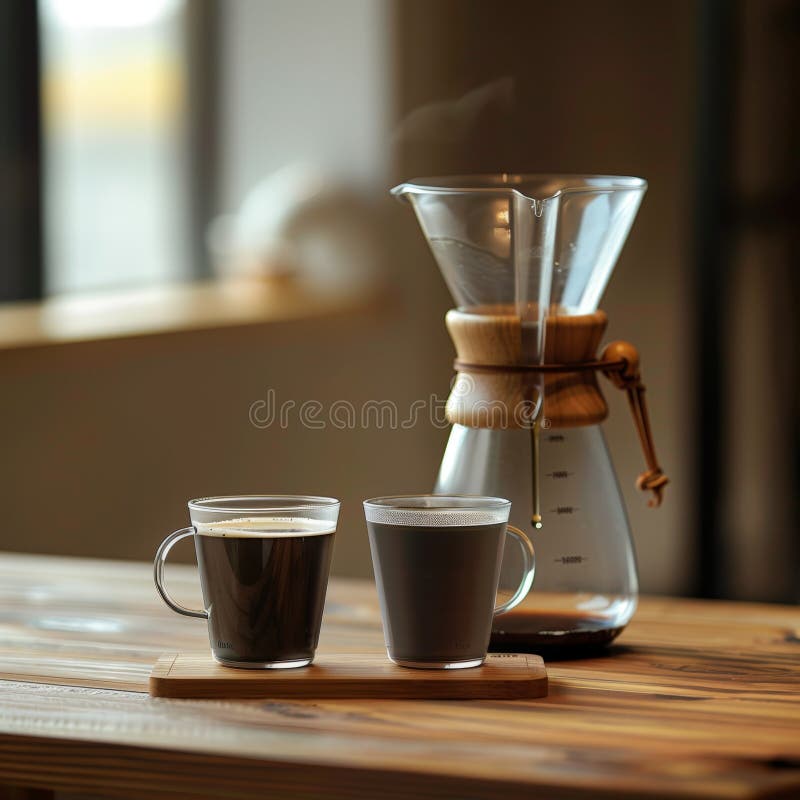 A Drip Coffee Maker on a Wooden Table Stock Illustration - Illustration ...
