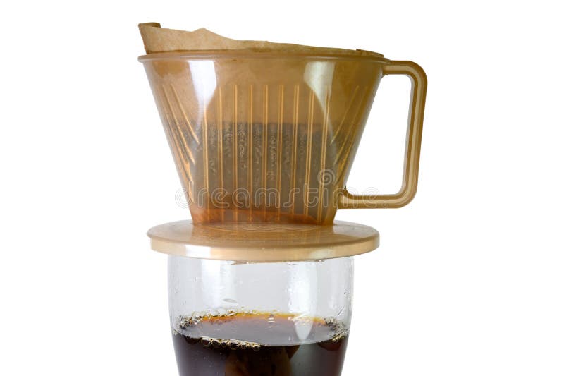 Drip Coffee Making on Isolated White Background Stock Image - Image of ...