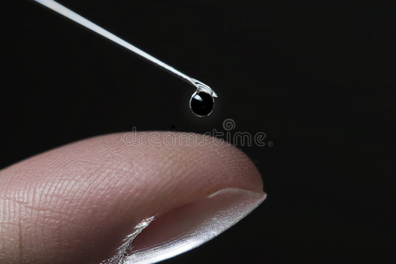 Drip Drop on Needle of Syringe and Finger Stock Image - Image of ...