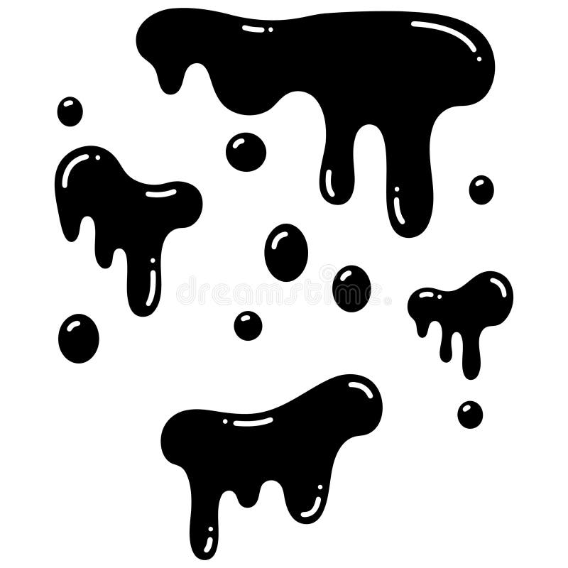Drip Icons Set. Black Silhouettes of Various Shapes of Dripping and ...