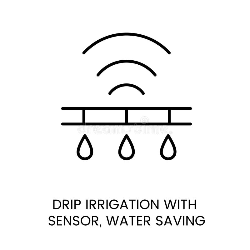 Drip Irrigation Icon with Sensor and Editable Stroke for Water-efficient Smart Garden Systems ...