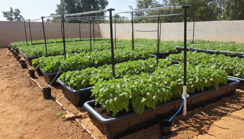 Drip Irrigation Using Rainwater Storage Stock Illustration ...