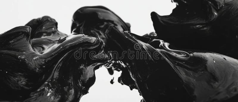 Dripping Black Ink Creating Intricate Patterns on a Pure White ...