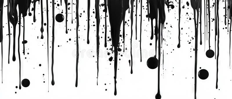 Dripping Black Ink Patterns Create an Artistic Contrast on a Pure White ...