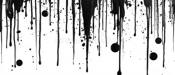 Dripping Black Ink Patterns Create an Artistic Contrast on a Pure White ...