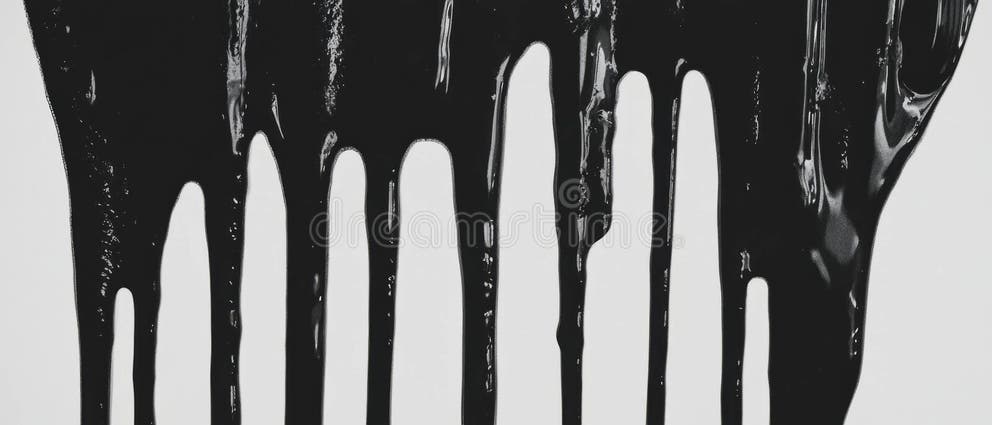 Dripping Black Ink Patterns Create Dynamic Textures on White Background ...