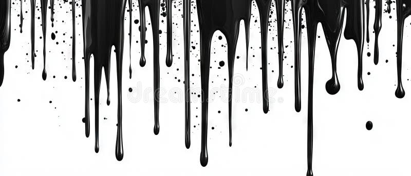 Dripping Black Ink Patterns Create Striking Contrast on Pure White ...