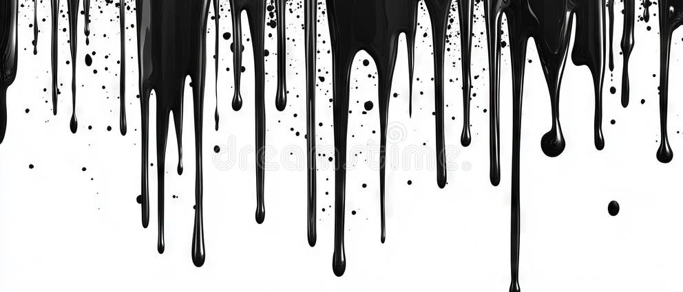 Dripping Black Ink Patterns Create Striking Contrast on Pure White ...