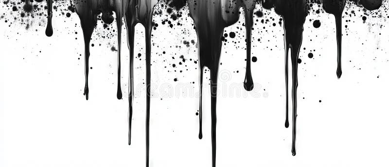 Dripping Black Ink Patterns Creating Abstract Textures on a White ...