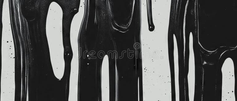 Dripping Black Ink Patterns Creating Striking Vertical Lines on a White ...
