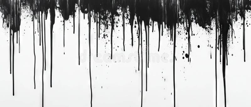 Dripping Black Ink Patterns on a White Background Create a Striking ...