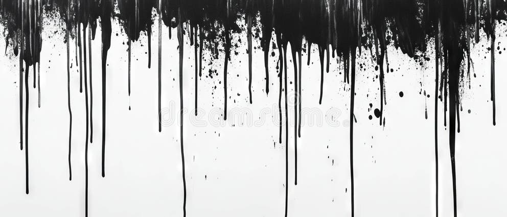 Dripping Black Ink Patterns on a White Background Create a Striking ...