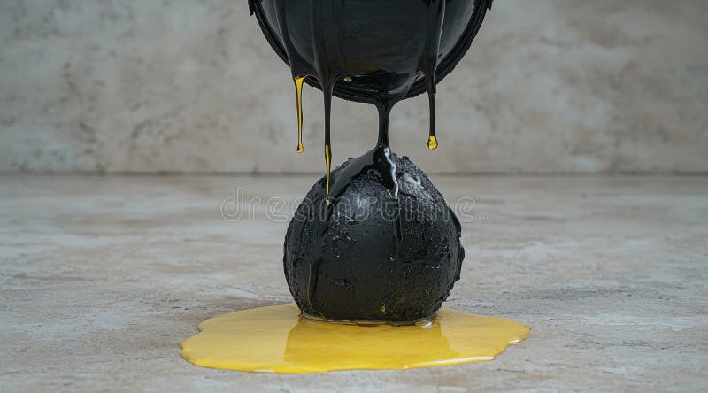 Dripping Black Liquid on Wet Surface Stock Illustration - Illustration ...