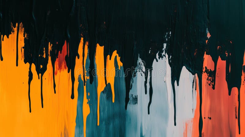 Dripping Black Paint Creates Abstract Art on Colorful Background Stock ...