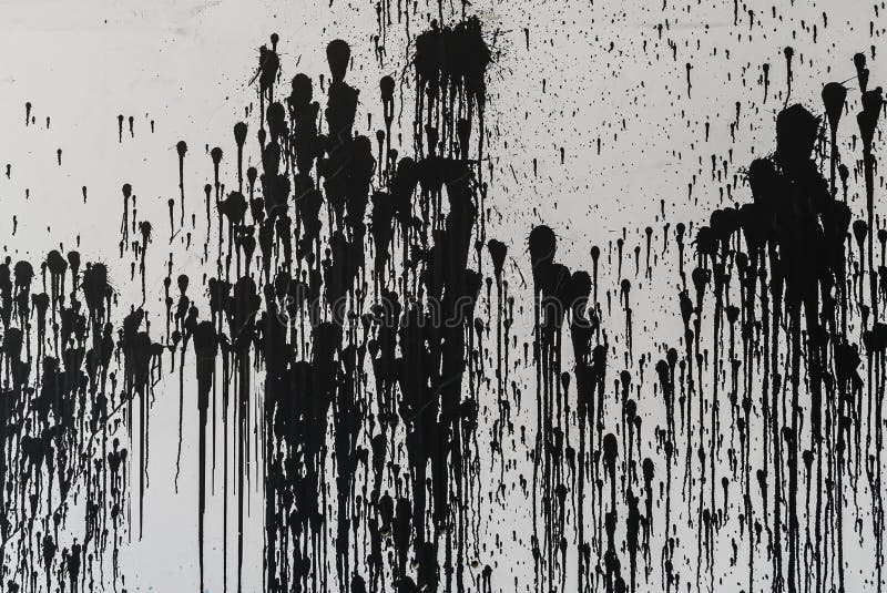 Dripping Black Paint Stains on the Wall Stock Image - Image of flow ...
