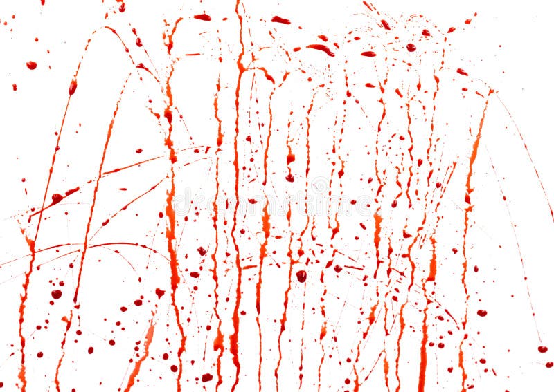 Dripping Blood Isolated on White Background. Flowing Red Blood Splashes ...