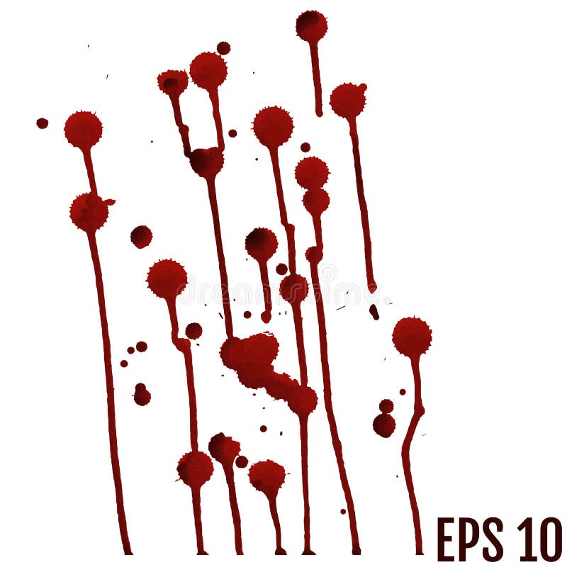 Dripping Blood Isolated on White. Vector Set of Different Blood ...