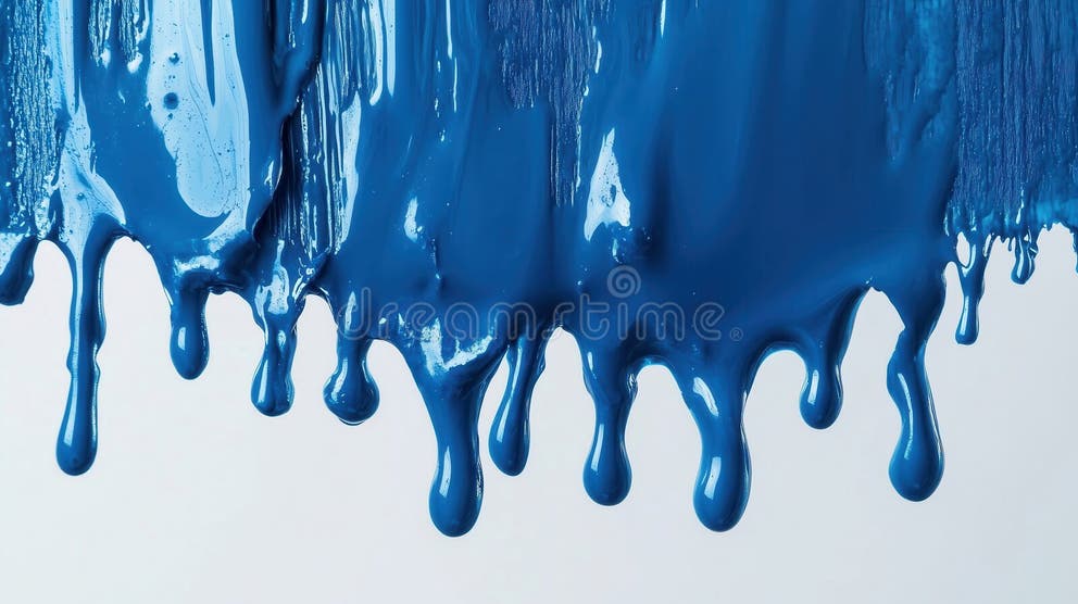 Dripping Blue Paint Creates a Stunning Visual Effect Stock Image ...