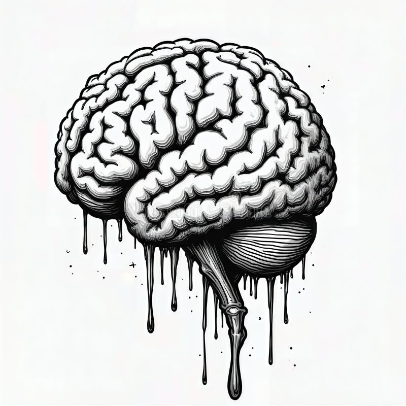 Dripping Brain Illustration Stock Illustration - Illustration of ...