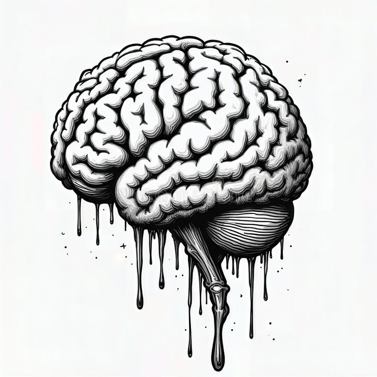 Dripping Brain Illustration Stock Illustration - Illustration of ...
