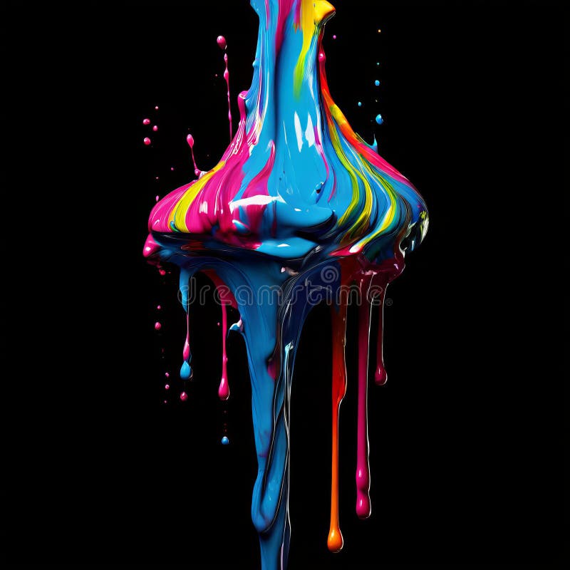 A Dripping Brush Stroke of Paint Creating a Dynamic an Stock Photo ...