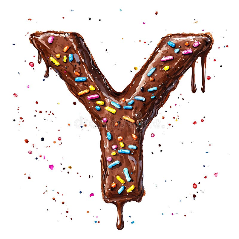 Dripping Chocolate Letter Y with Colorful Sprinkles Stock Illustration ...