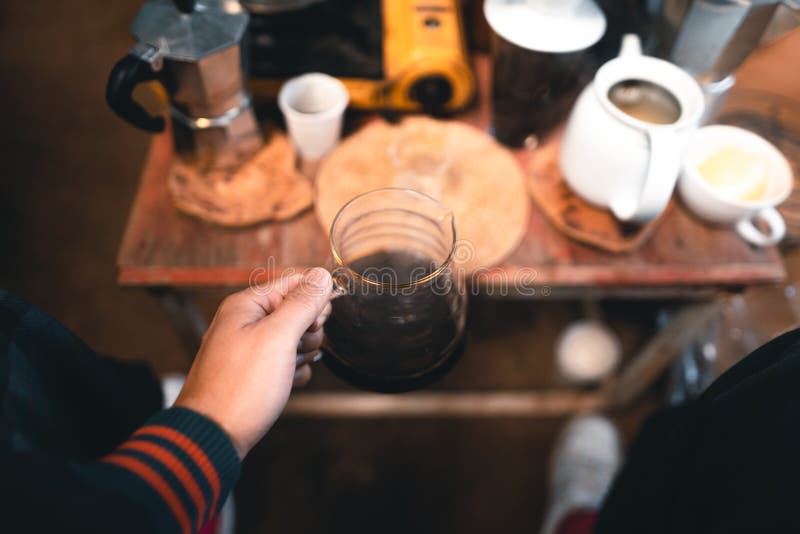 Dripping Coffee on a Table at a Country Cafe Stock Photo - Image of ...