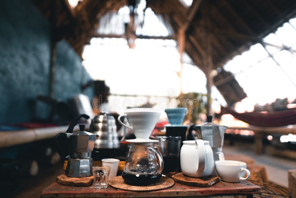 Dripping Coffee on a Table at a Country Cafe Stock Photo - Image of ...