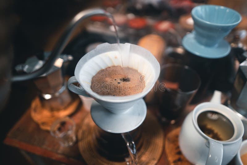 Dripping Coffee on a Table at a Country Cafe Stock Photo - Image of ...