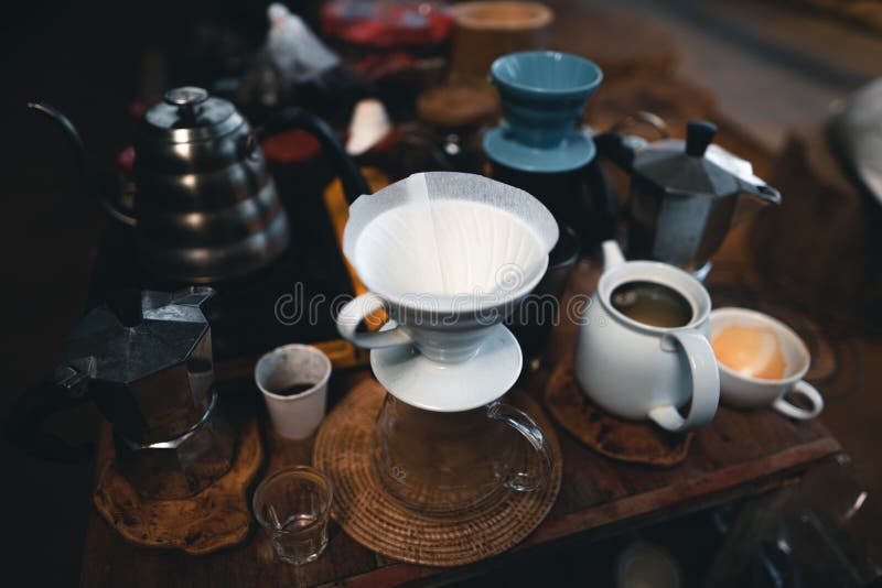 Dripping Coffee on a Table at a Country Cafe Stock Photo - Image of ...