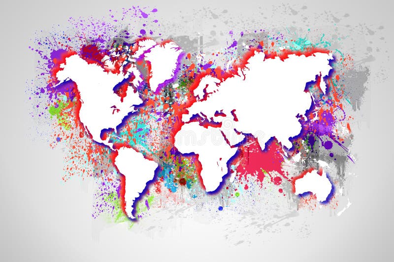 Dripping Colorful World Map. Stock Photo - Image of backdrop, abstract ...