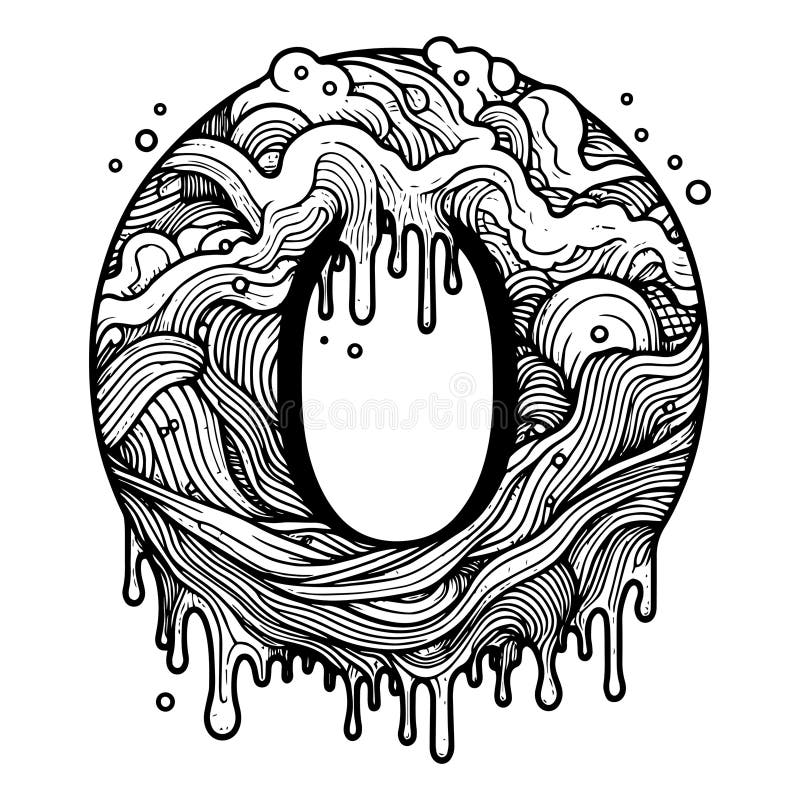 Dripping Decorative Letter O Engraving Vector Stock Illustration ...