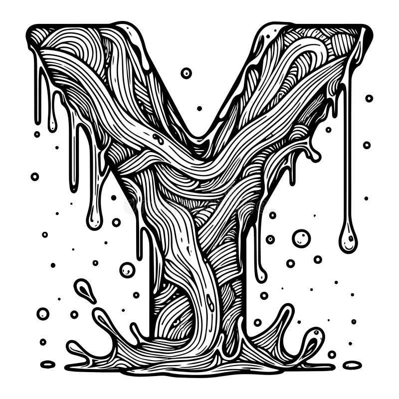 Dripping Decorative Letter Y Engraving Raster Stock Illustration ...