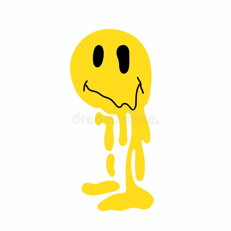 Dripping Emoticon Flat Style. Funny Face on a White Background Stock ...